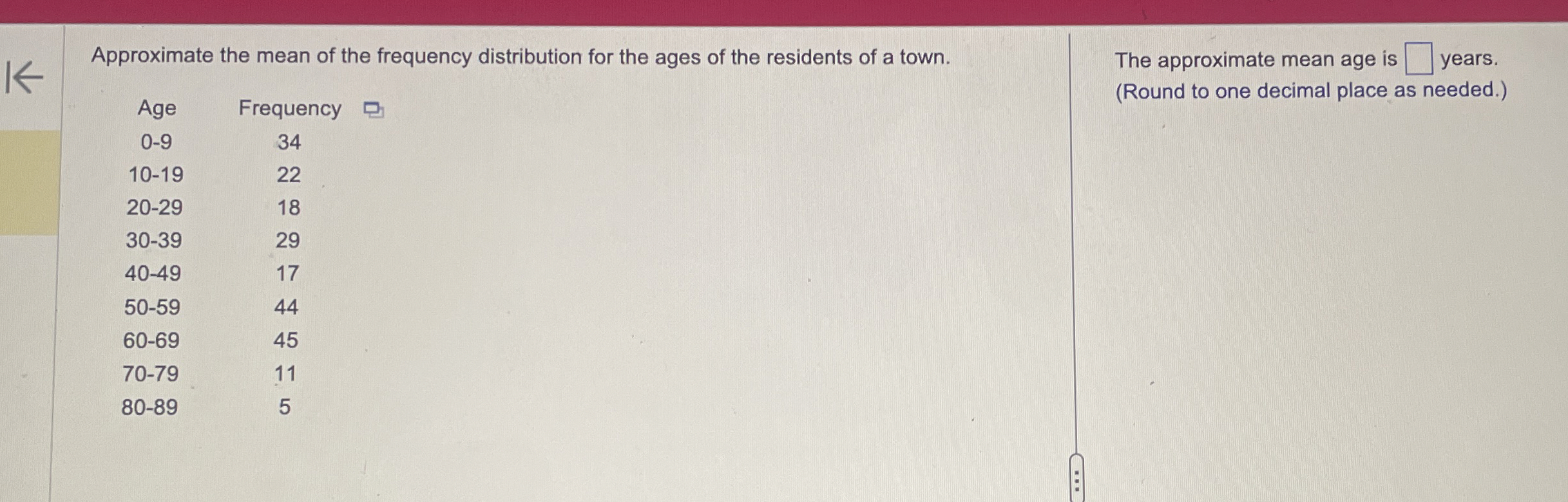 Solved Approximate the mean of the frequency distribution | Chegg.com