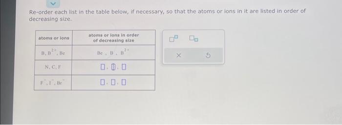 Solved Re-order each list in the table below, if necessary, | Chegg.com