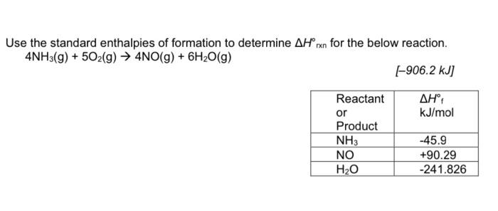 Solved Use the standard enthalpies of formation to determine | Chegg.com
