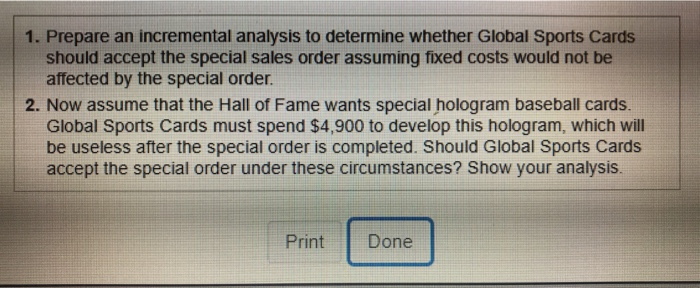 Solved 1. Prepare an incremental analysis to determine | Chegg.com