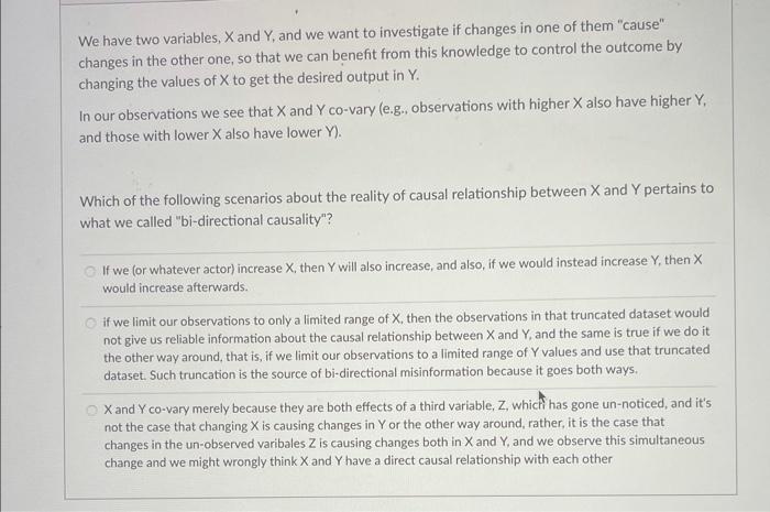 Solved We have two variables, X and Y, and we want to | Chegg.com