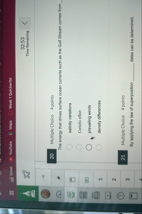 Solved GmailYouTubeMapsWeek 1 ﻿Quickwrite32:53Time | Chegg.com