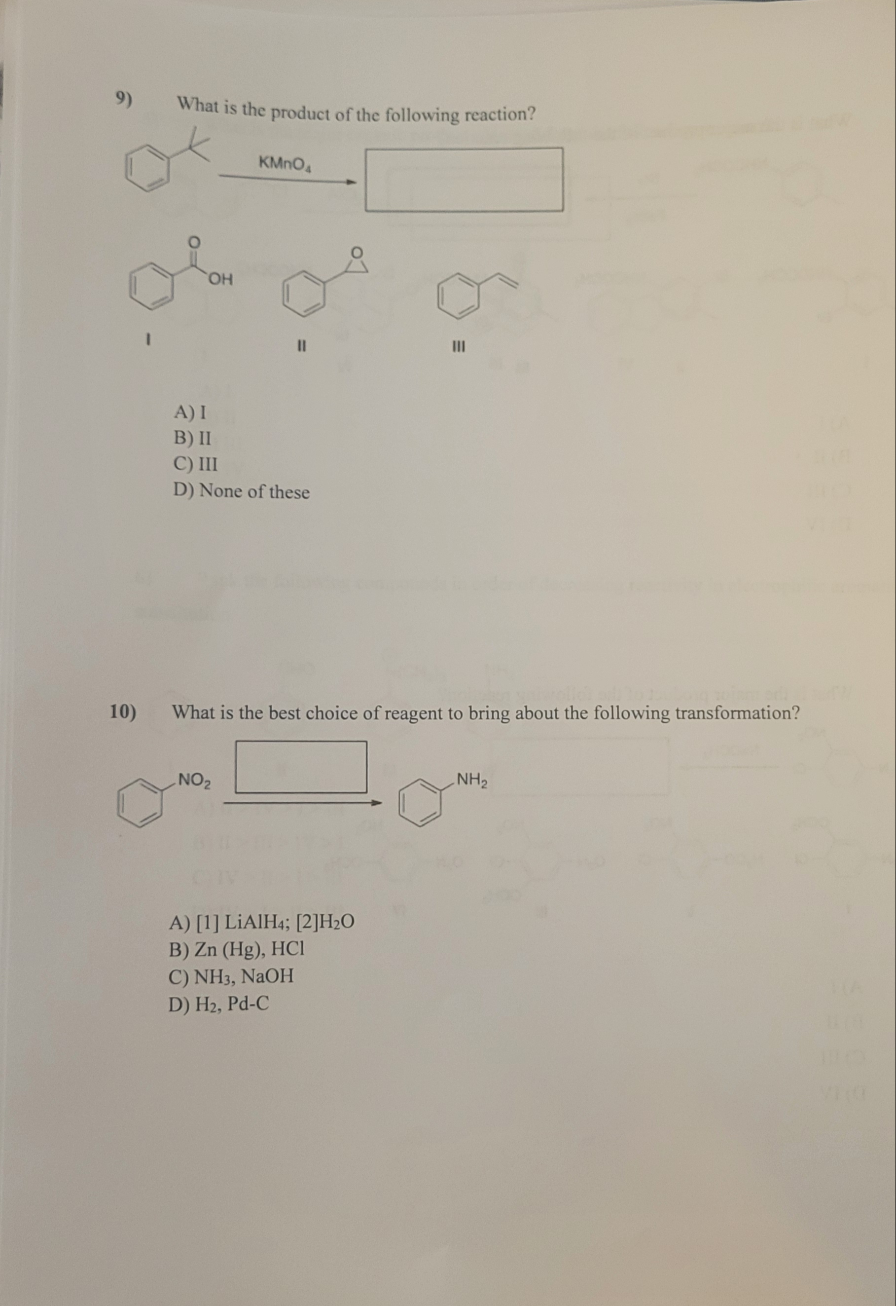 Solved What is the product of the following reaction?A) ﻿IB) | Chegg.com