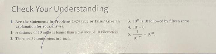 Solved Check Your Understanding I. Are the statements in | Chegg.com