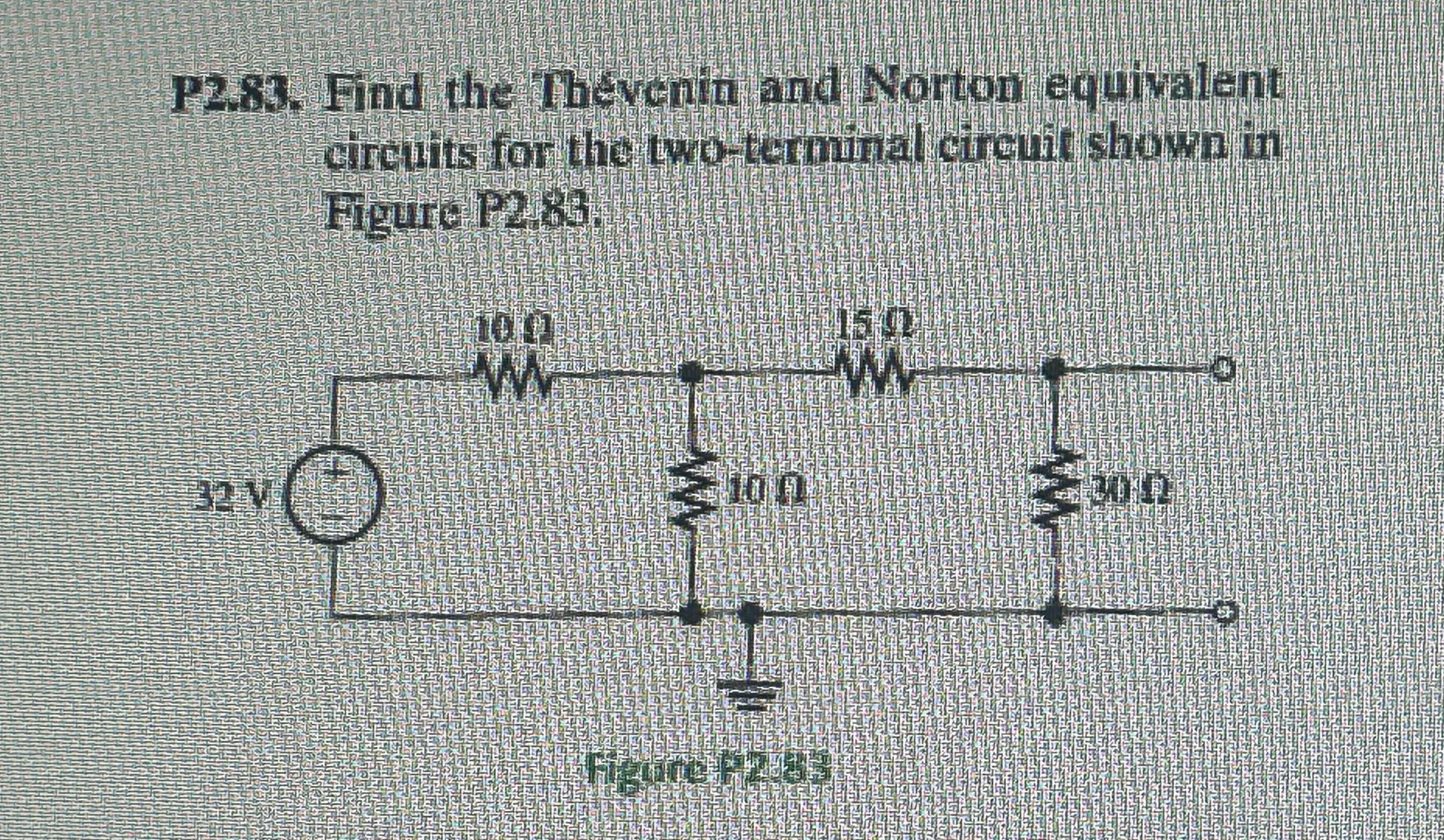 Solved P2.83. ﻿Find the Thevenin and Norton equivalent | Chegg.com