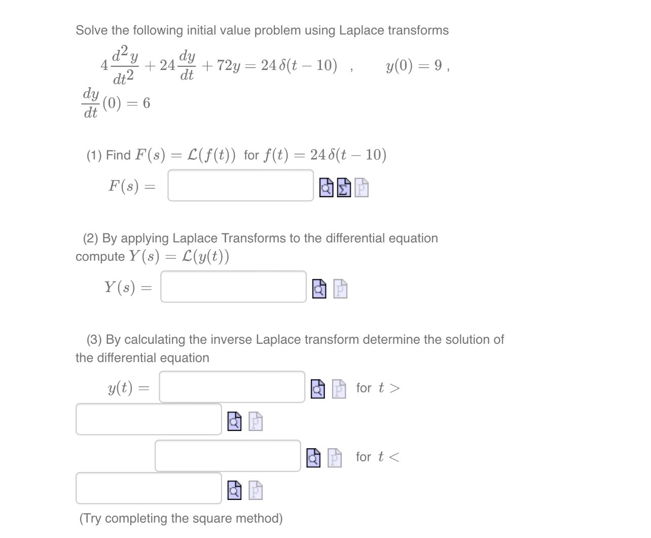 Solved Solve the following initial value problem using | Chegg.com