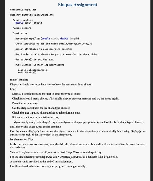 Solved Shapes Assignment Choose 3 shapes and enter | Chegg.com