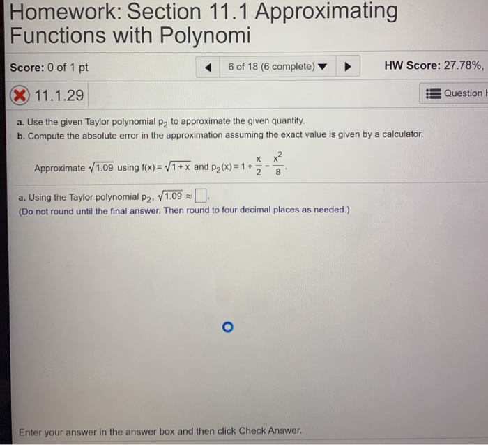 Solved Homework: Section 11.1 Approximating Functions with | Chegg.com