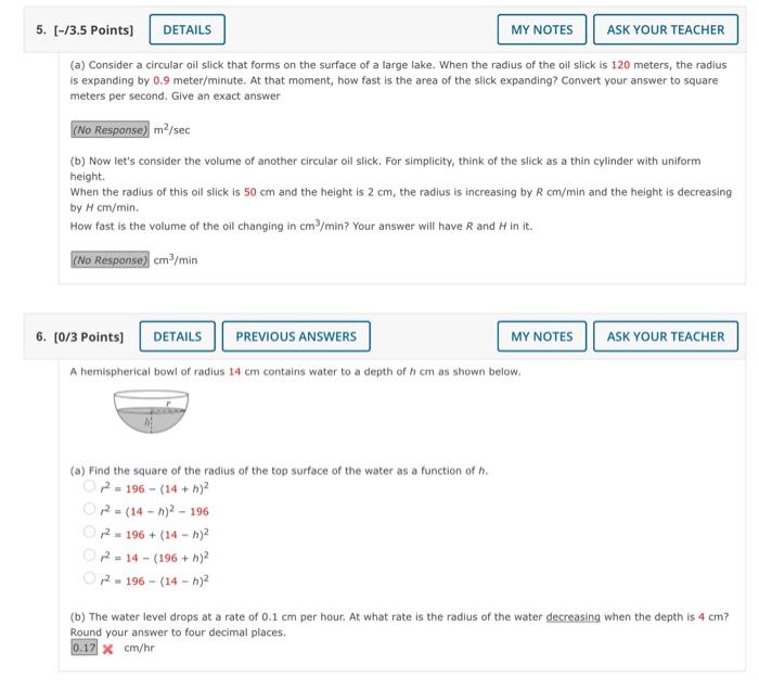 Solved (a) Consider a circular oil slick that forms on the | Chegg.com