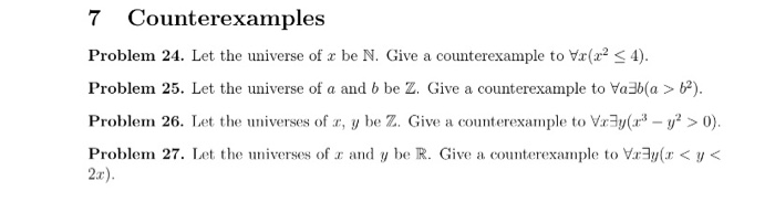 Solved 7 Counterexamples Problem 24. Let the universe of r | Chegg.com