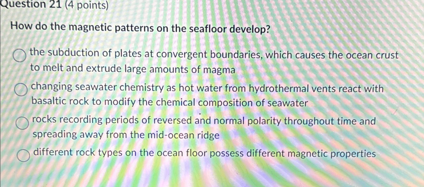 Solved Question 21 (4 ﻿points)How do the magnetic patterns | Chegg.com