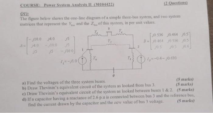 Solved QI): The figure below shows the one-line diagram of a | Chegg.com