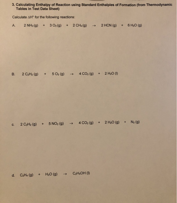 Solved 2. Calculating Enthalpy of Reaction using Hess' Law | Chegg.com