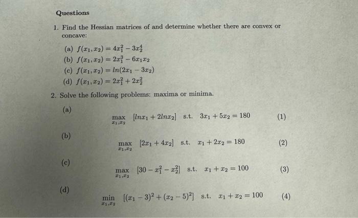 Solved 3. Determine the convexity/concavity of the following | Chegg.com
