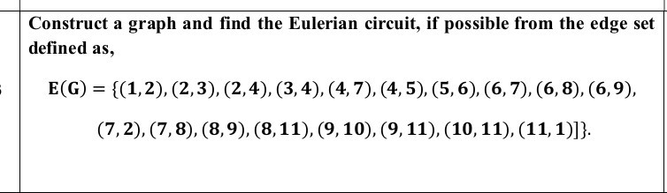 Solved Construct A Graph And Find The Eulerian Circuit If 5090