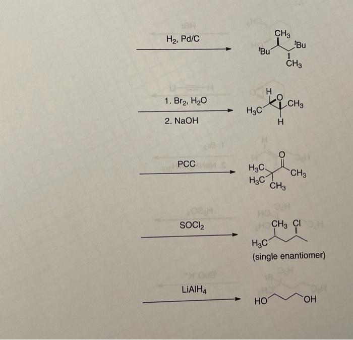 Solved H2, Pd/C CH3 Bu Bu 1 CH3 он H 1. Bre, H2O X CH₂ НАС | Chegg.com