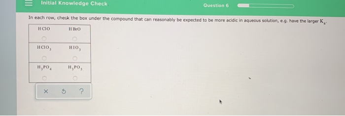 Solved Initial knowledge Check Question 6 In each row, check | Chegg.com Solved Initial knowledge Check Question 6 In each row, check | Chegg.com
