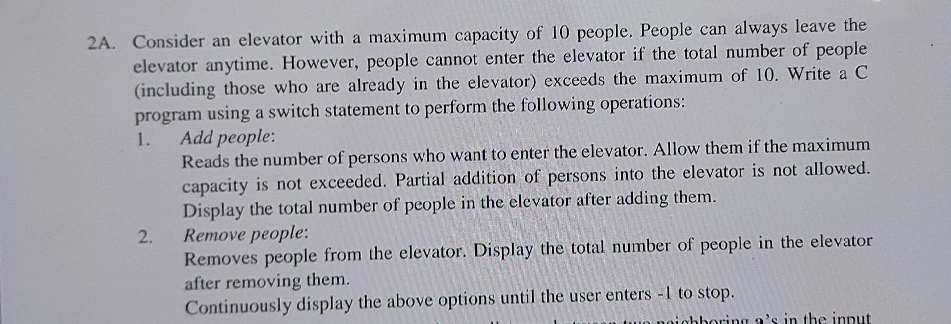 Solved 2A. Consider an elevator with a maximum capacity of | Chegg.com