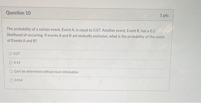 Solved The probability of a certain event, Event A, is equal | Chegg.com