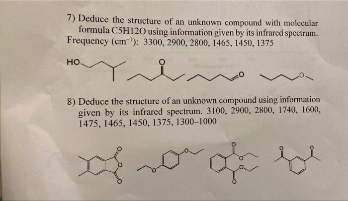 Solved 7) Deduce the structure of an unknown compound with | Chegg.com
