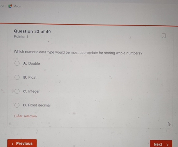 Solved MapsQuestion 33 ﻿of 40Points: 1Which numeric data | Chegg.com