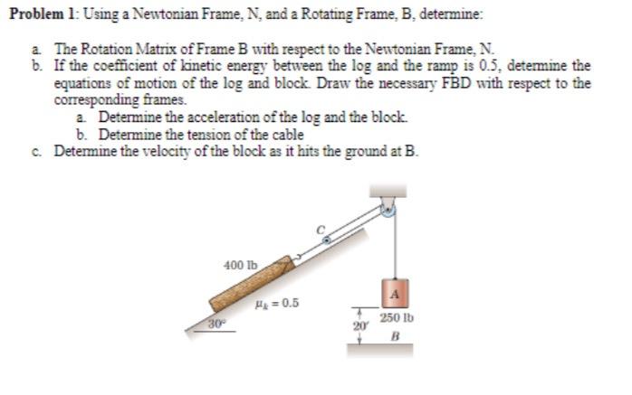 Solved Problem 1: Using a Newtonian Frame, N, and a Rotating | Chegg.com