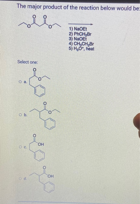 Solved The major product of the reaction below would be: 1) | Chegg.com