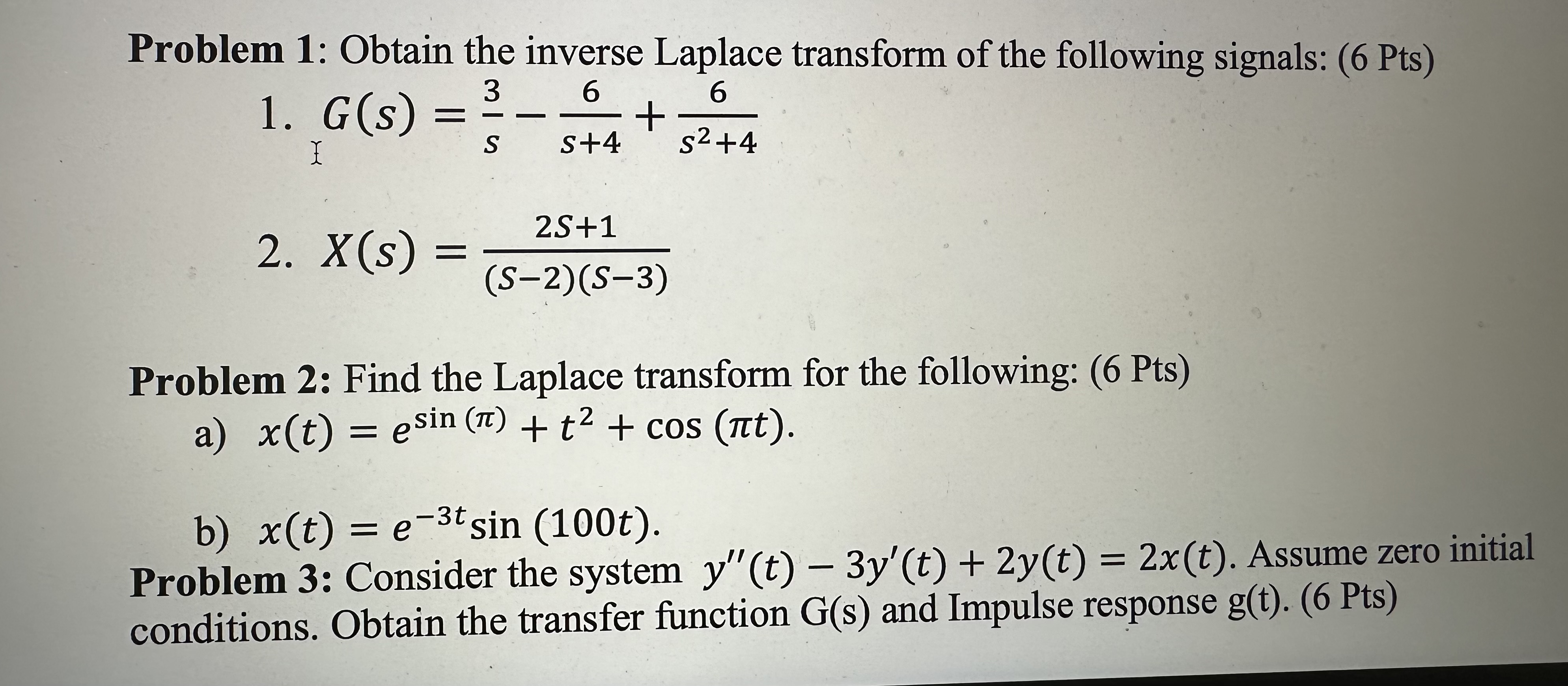 Solved Problem 1: Obtain the inverse Laplace transform of | Chegg.com