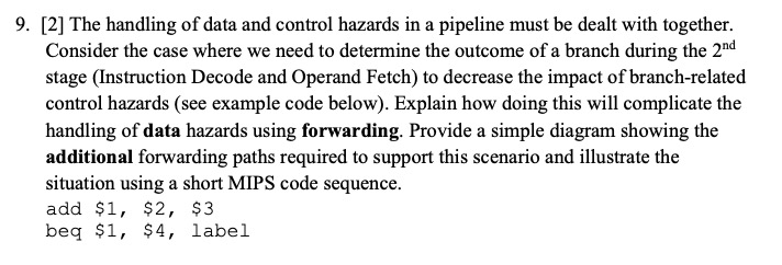 Solved Q9) ﻿The handling of data and control hazards in a | Chegg.com