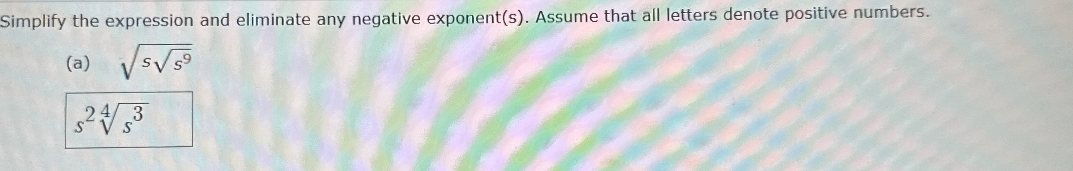 Solved Simplify the expression and eliminate any negative | Chegg.com