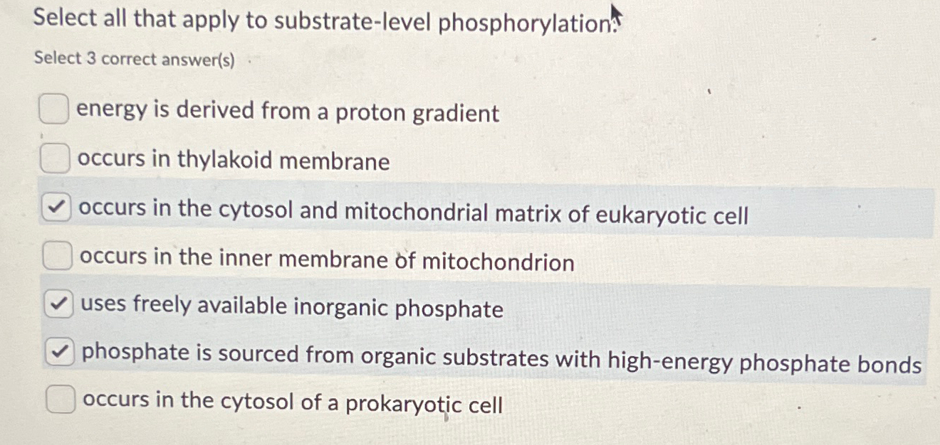 Solved Select all that apply to substrate-level | Chegg.com