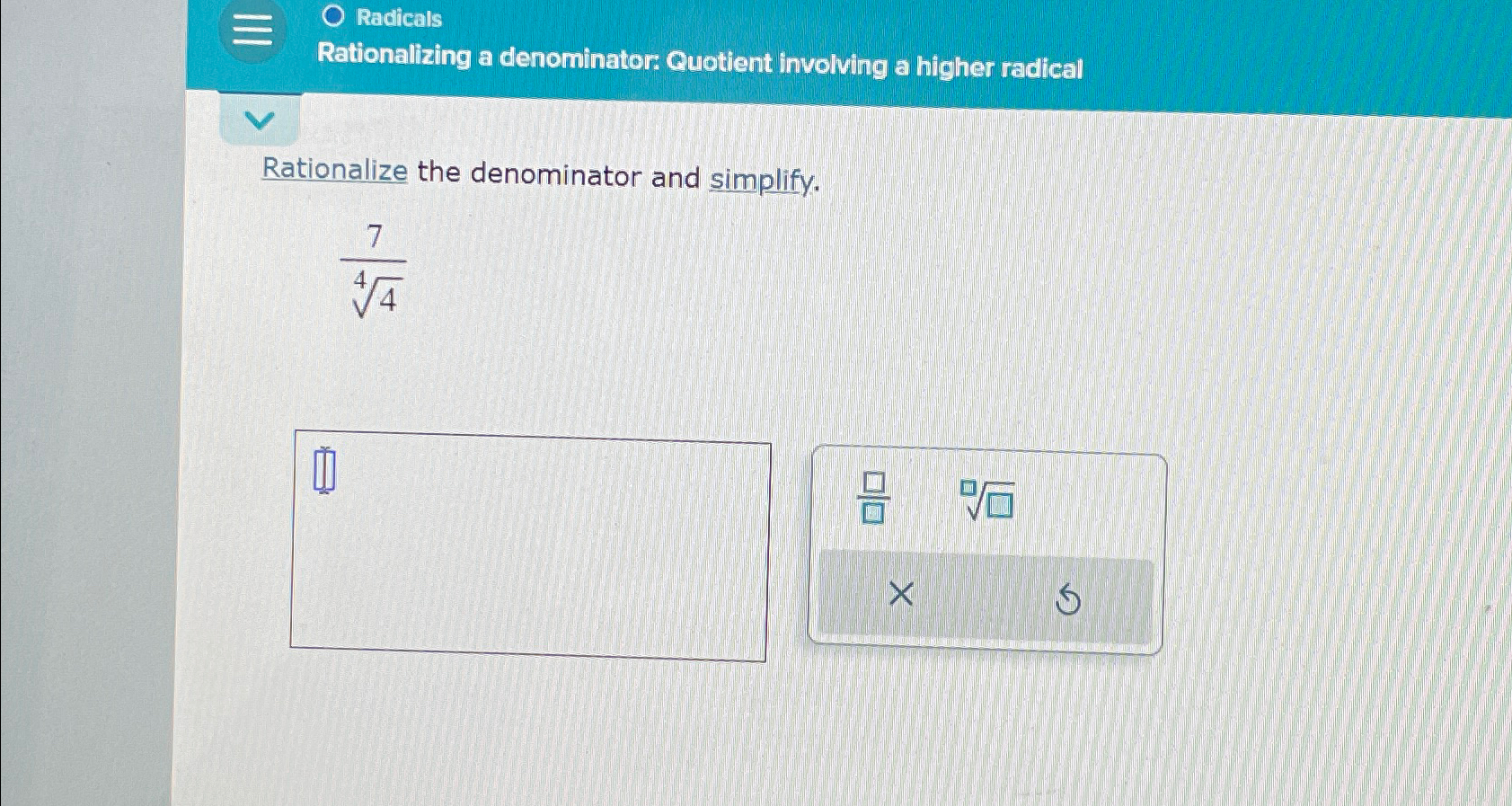 Solved RadicalsRationalizing a denominator: Cuotient | Chegg.com