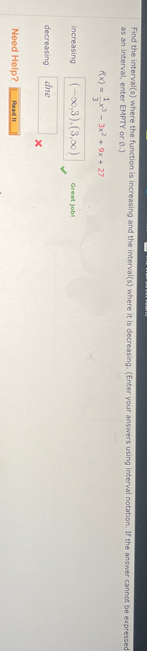 Solved Find the interval(s) ﻿where the function is | Chegg.com