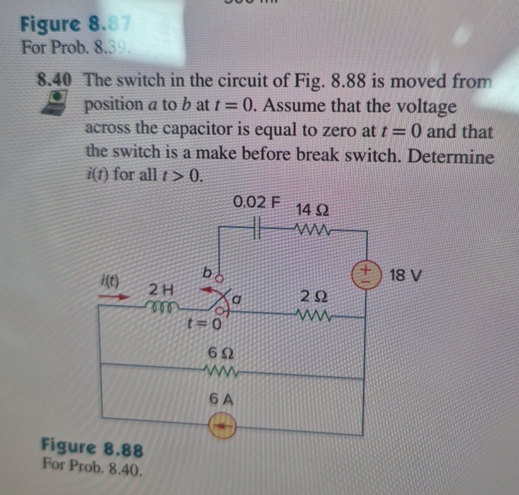 Solved Figure 8.87For Prob. 8.38.40 ﻿The switch in the | Chegg.com