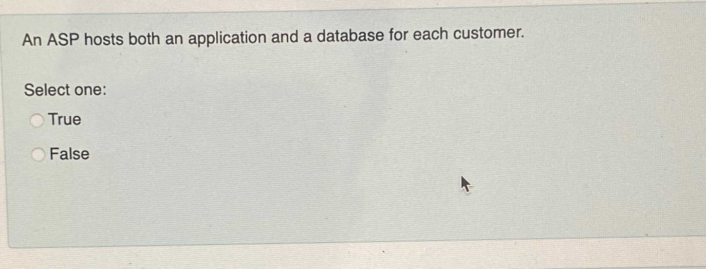 Solved An ASP hosts both an application and a database for | Chegg.com