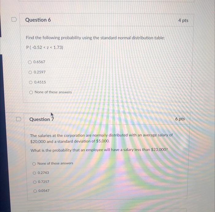 Solved Find the following probability using the standard | Chegg.com