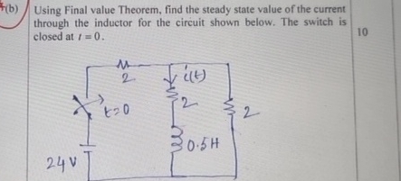 Solved (b) ﻿Using Final value Theorem, find the steady state | Chegg.com