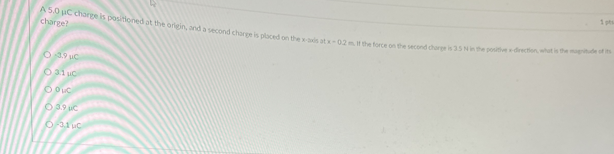 Solved A 5.0μC ﻿charge is positioned at the origin, and a | Chegg.com