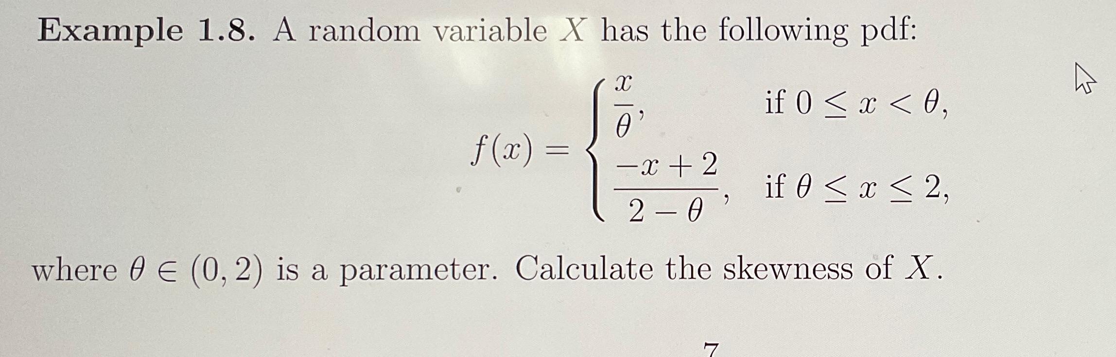 Solved Example 1.8. ﻿A random variable x ﻿has the following | Chegg.com
