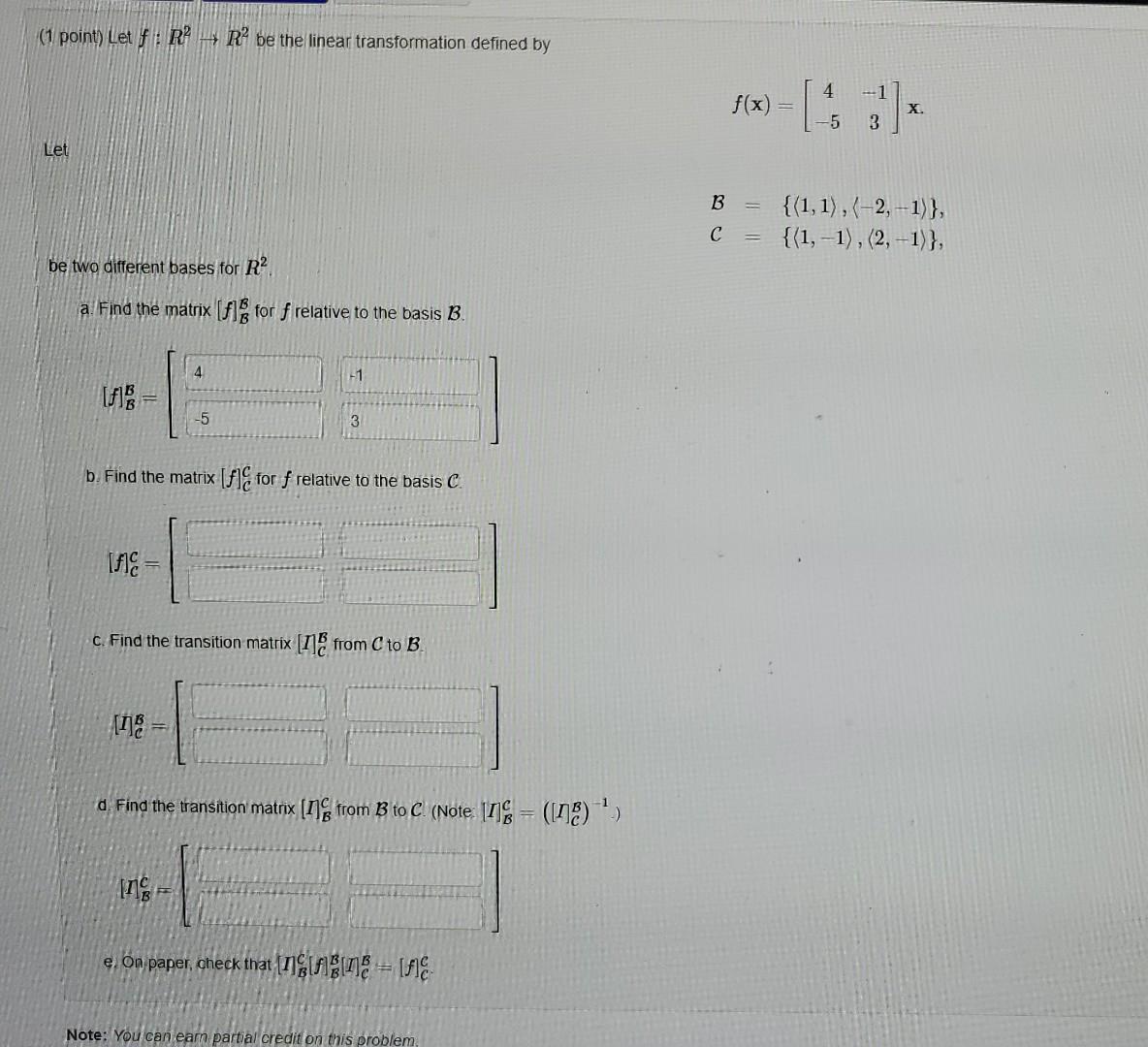 Solved (1 point) Let f:R2→R2 be the linear transformation | Chegg.com
