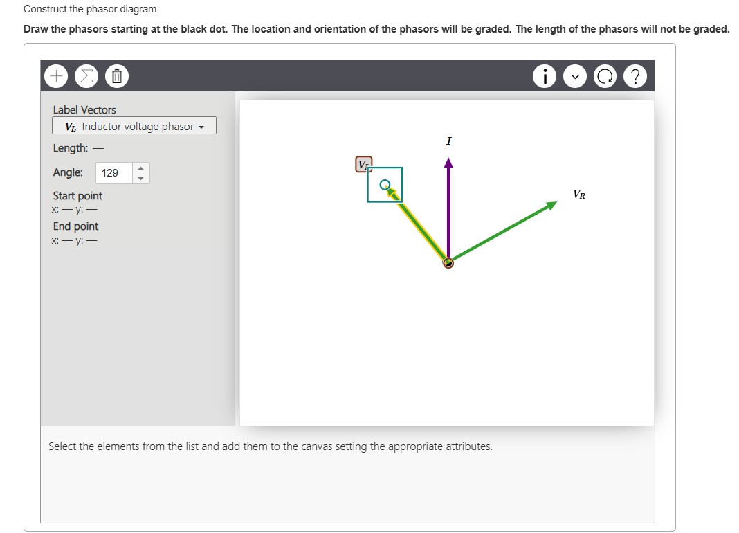 Solved Draw the phasors starting at the black dot. The | Chegg.com