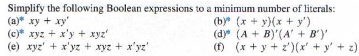 Solved Simplify the following Boolean expressions to a | Chegg.com