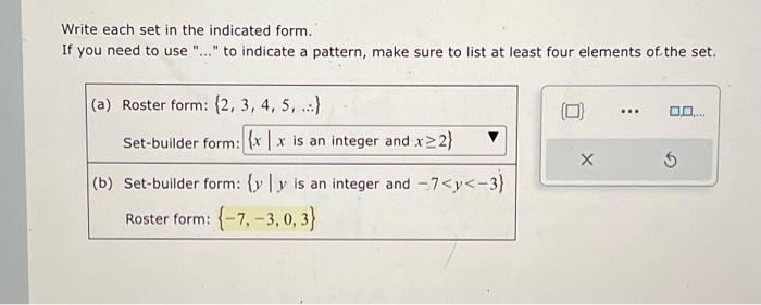 Solved Write each set in the indicated form. If you need to | Chegg.com