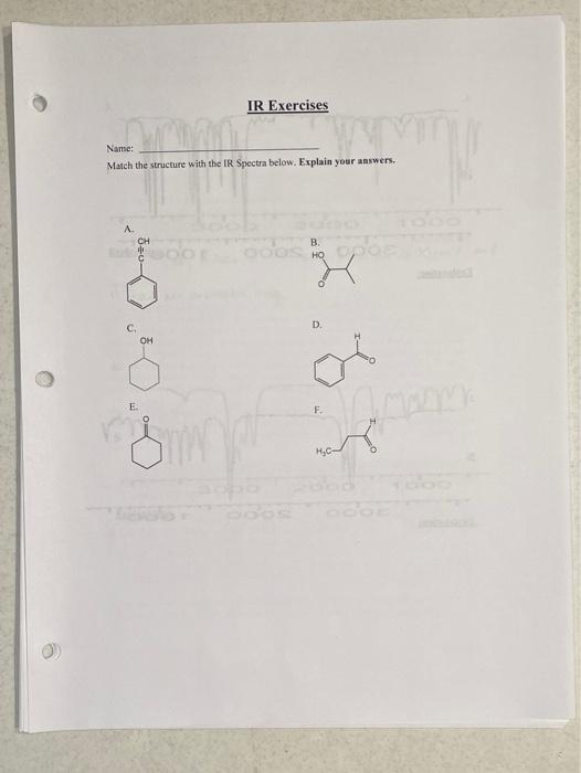 Solved IR Exercises Name: Match the structure with the IR | Chegg.com