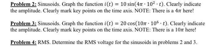 Solved Problem 2: Sinusoids. Graph the function | Chegg.com