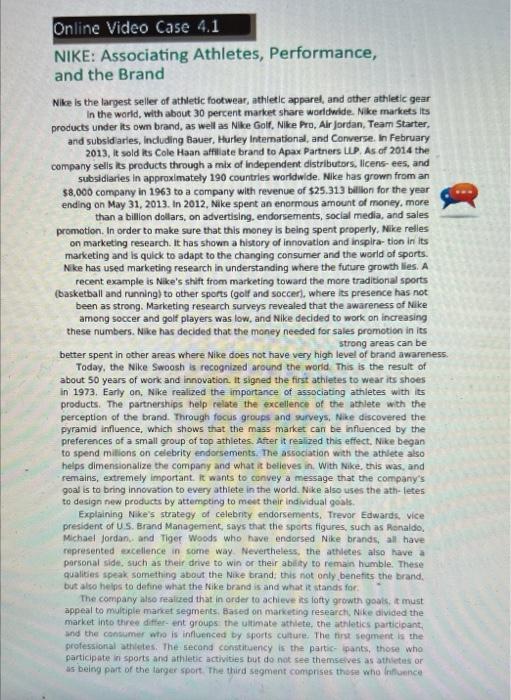 Nike Case Study... please answer these two questions | Chegg.com