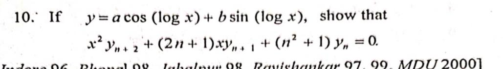 Solved If y=acos(logx)+bsin(logx), ﻿show | Chegg.com