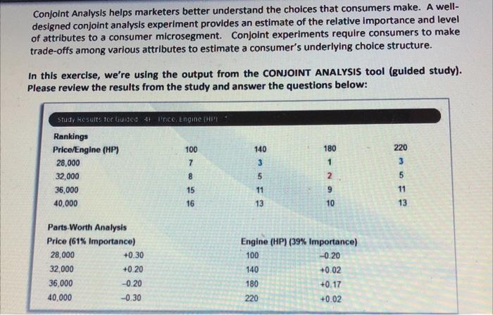 Solved Conjoint Analysis helps marketers better understand | Chegg.com