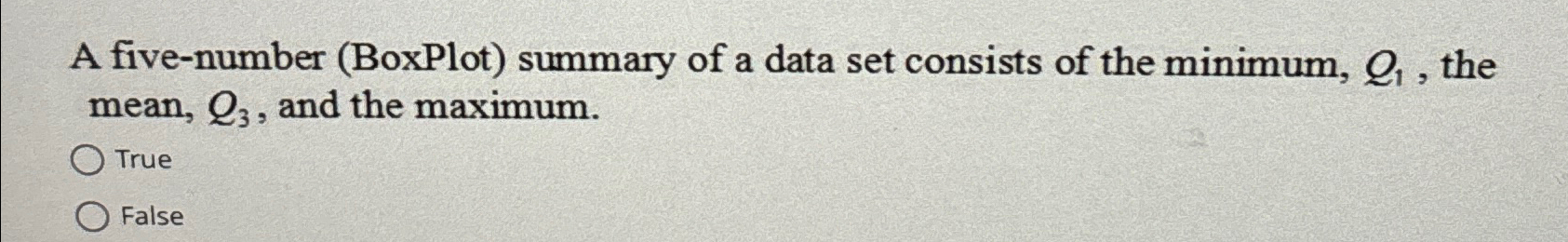 Solved A five-number (BoxPlot) ﻿summary of a data set | Chegg.com