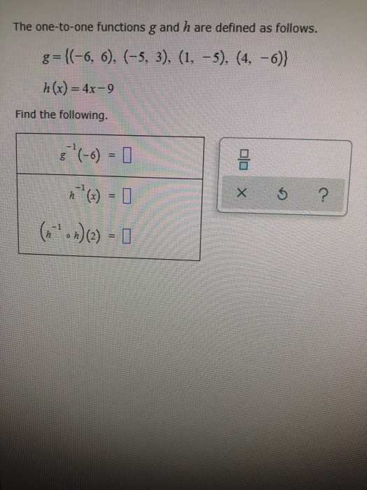 Solved the one to one functions g and h are define as | Chegg.com